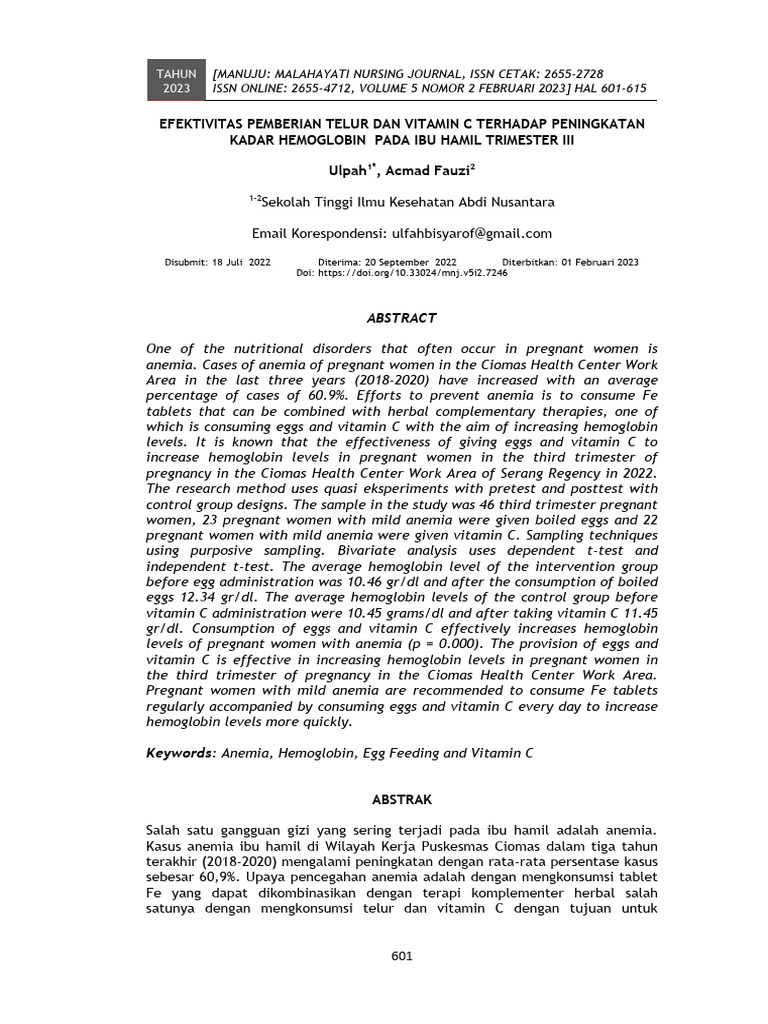 Jurnal Ulpah STIKes Abdi Nusantara 2023-25 | PDF