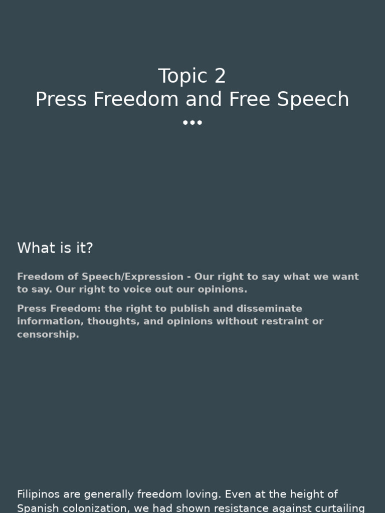 Topic 2 - Press Freedom and Free Speech | PDF