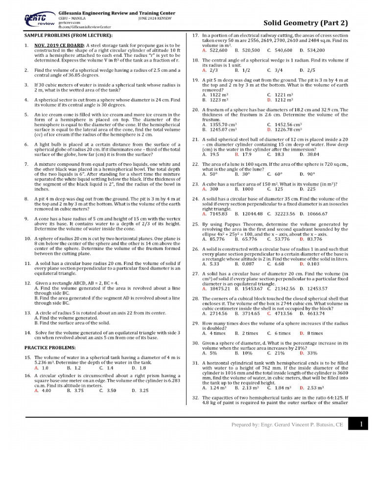 W10D2 Solid Geometry 2 Prac Test | PDF