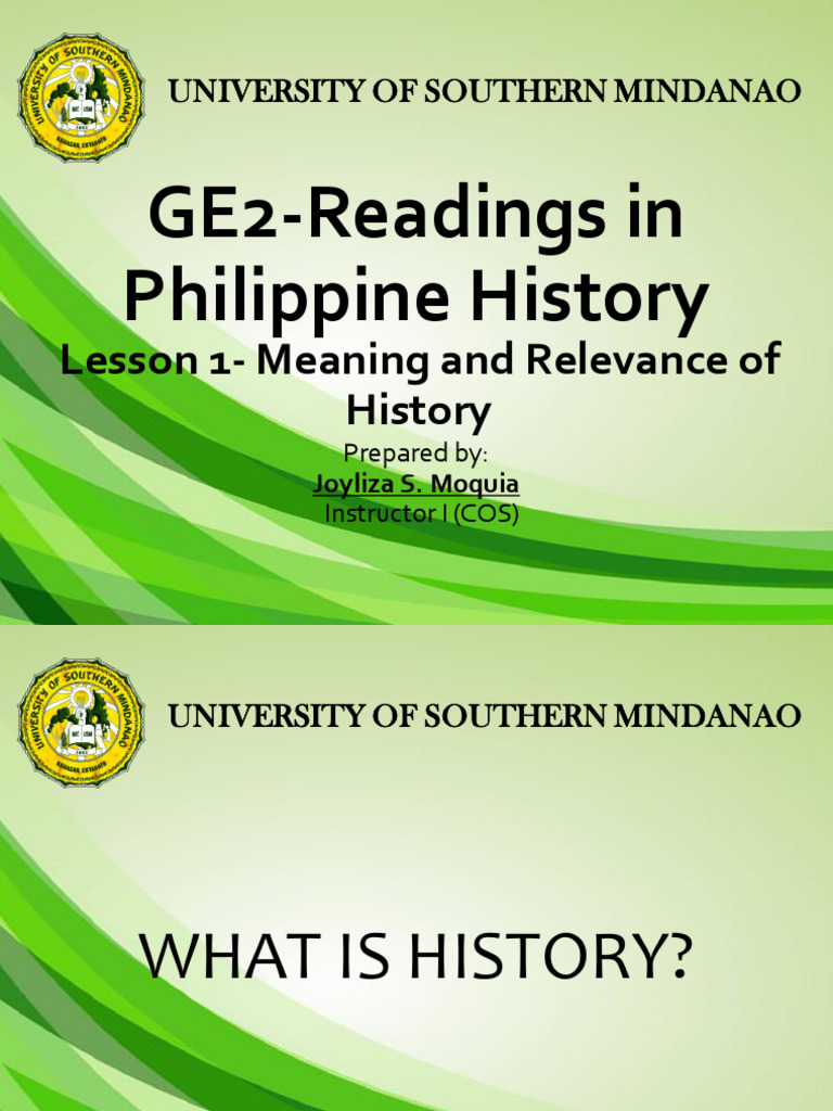 GE2 Lesson 1 Meaning and Relevance of History | PDF | Dialectic | Identity (Social Science)