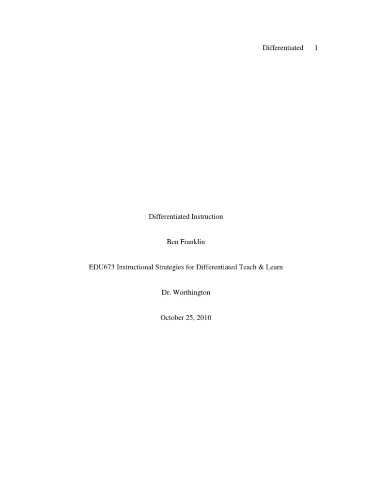 Differentiated Franklin | PDF | Differentiated Instruction | Behavior Modification