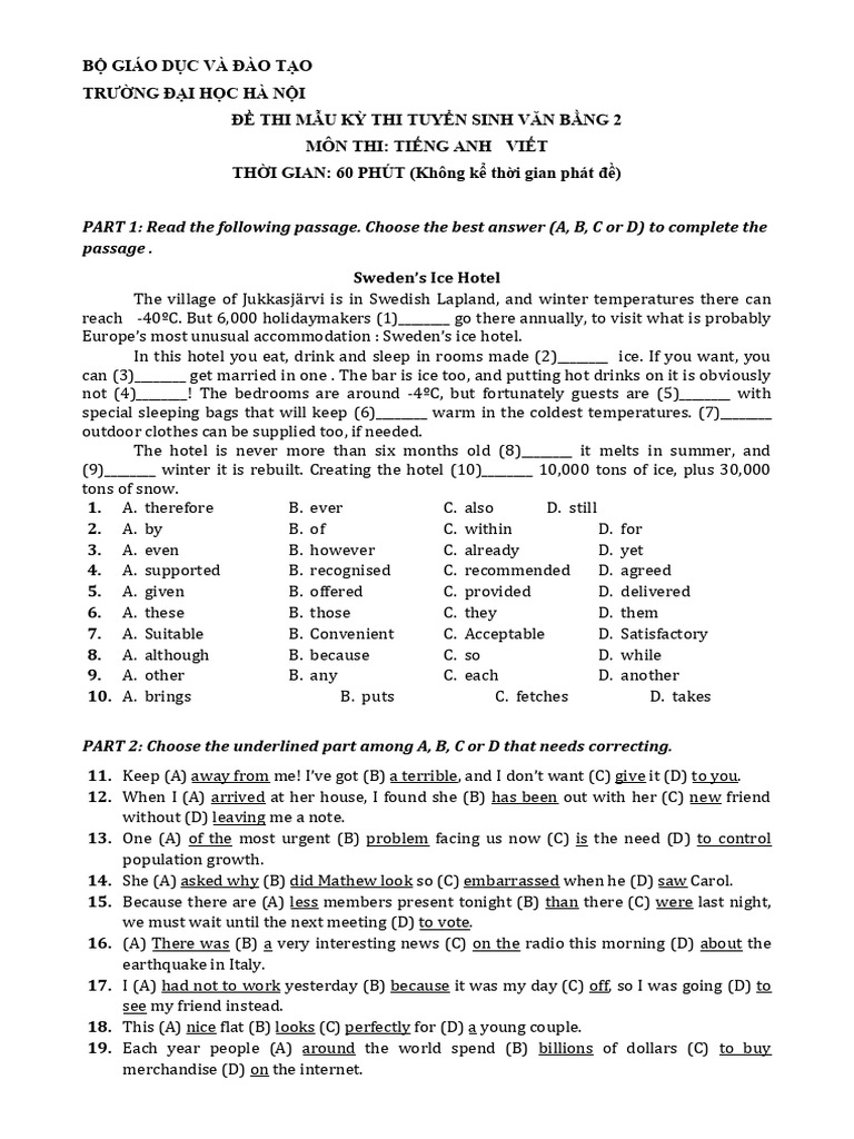 De Thi Mau VB2 - Viet | PDF