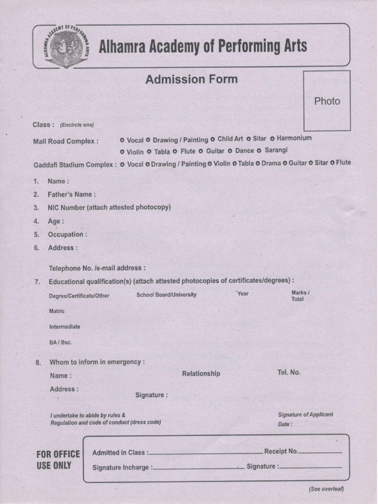Admission Form | PDF