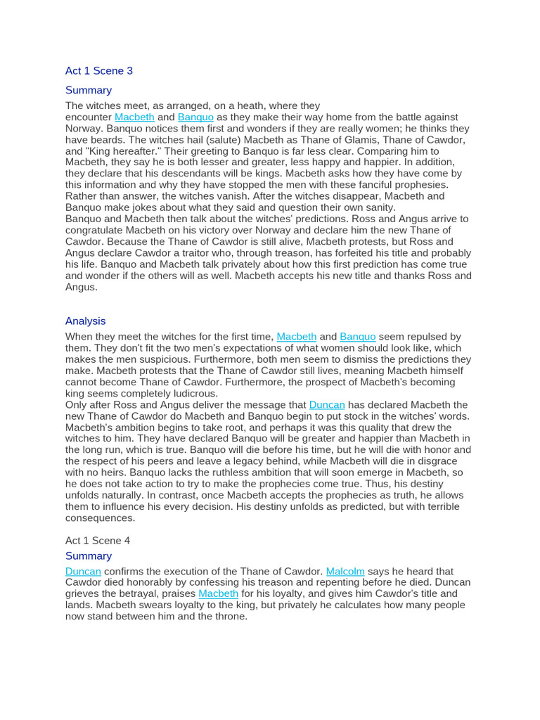 Macbeth Summary | PDF