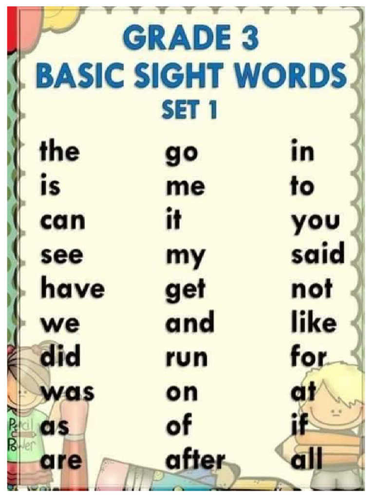 Basic Sight Words Grade3 & Grade4 | PDF