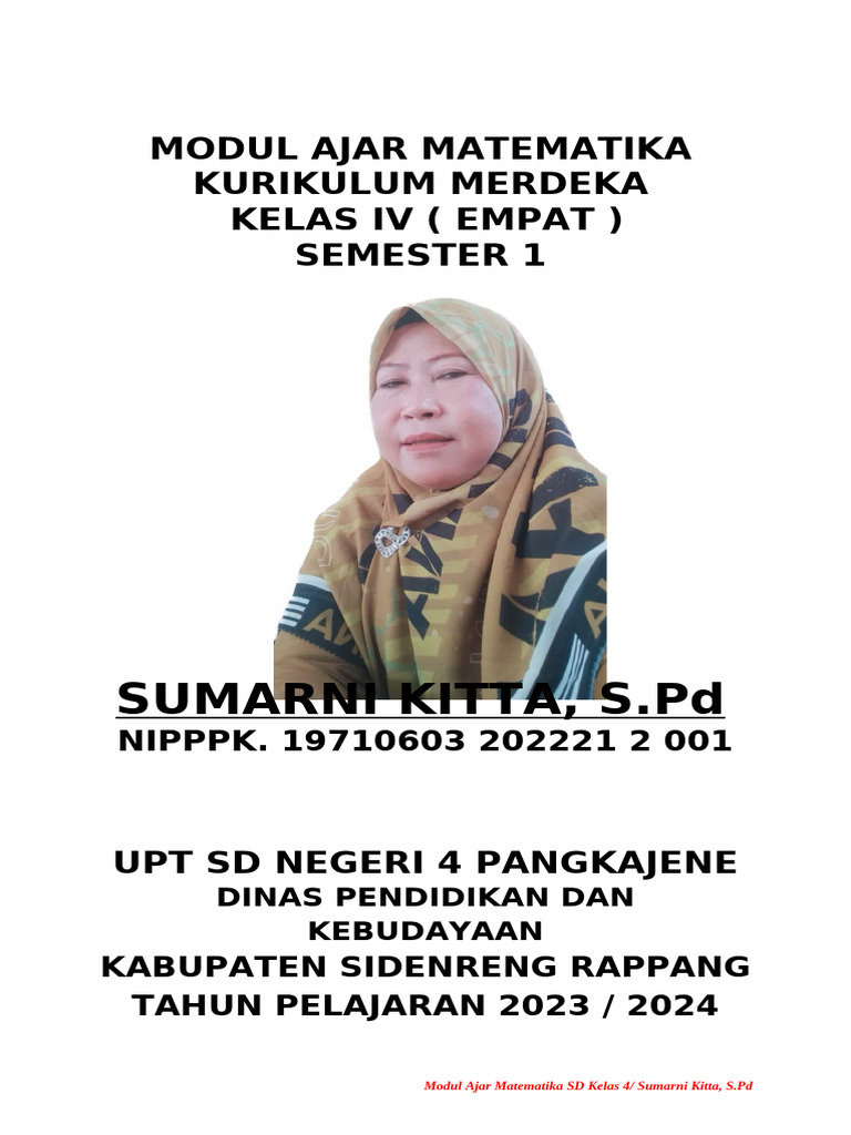 Modul Ajar MTK Unit 1 Kelas 4 Semester 1 | PDF