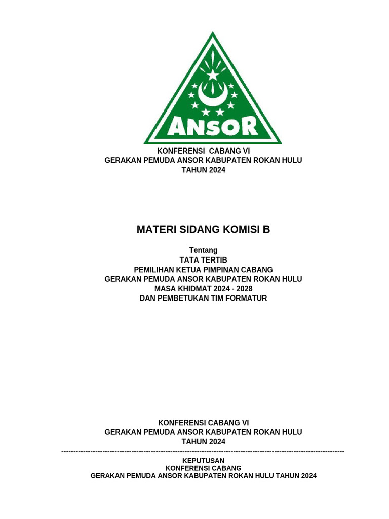 Tata Tertib Pemilihan Ketua Dan Tim Formatur Pdf