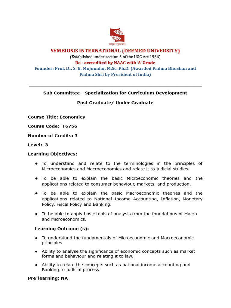Economics Syllabus | PDF