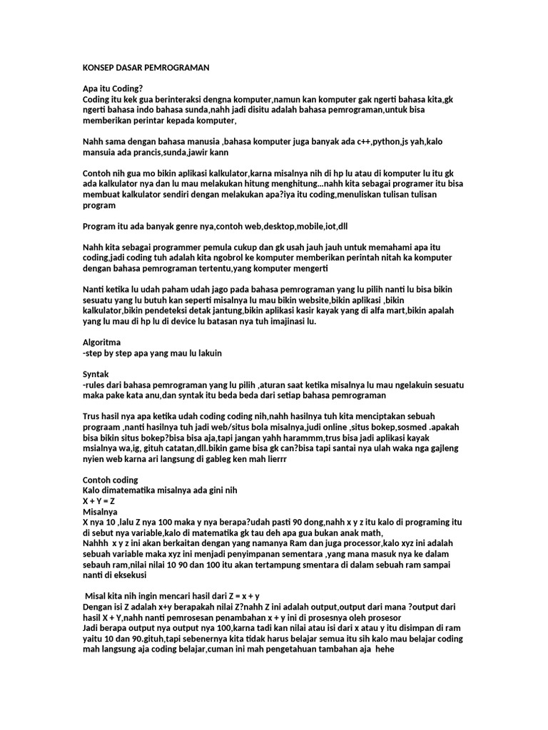 Konsep Dasar Pemrograman | PDF