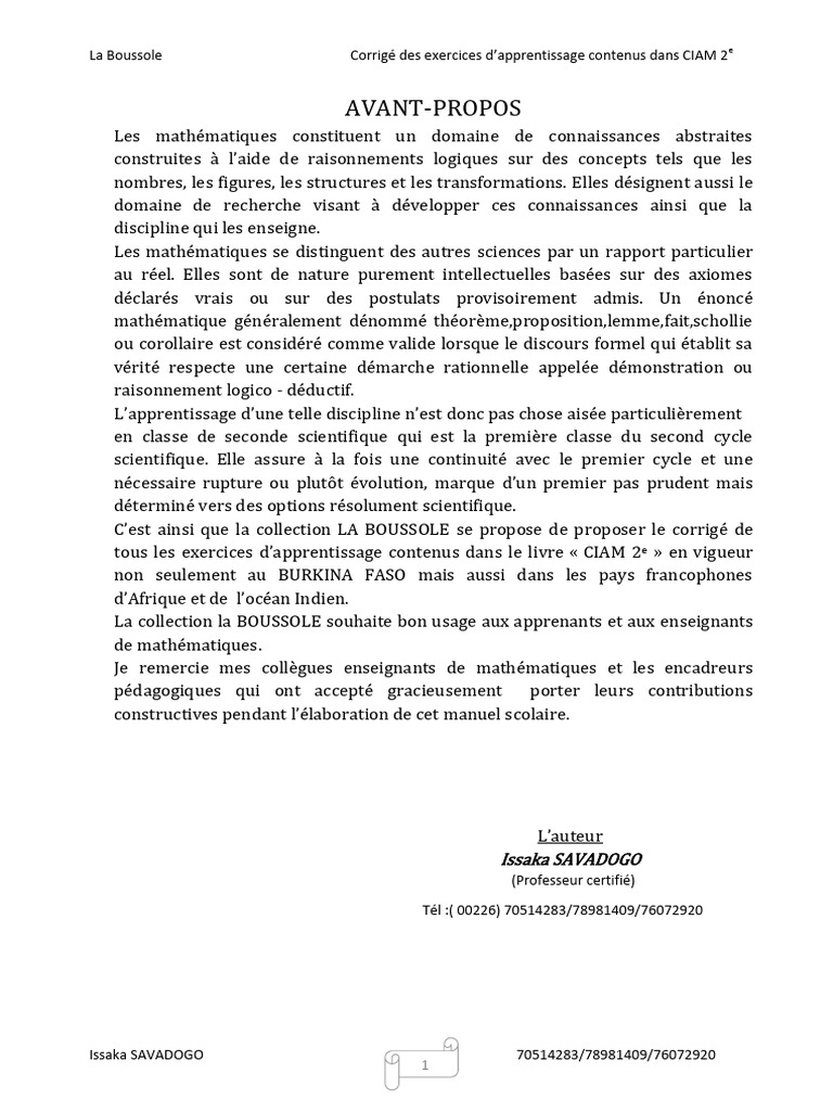 Corrigé CIAM 2nde S | PDF