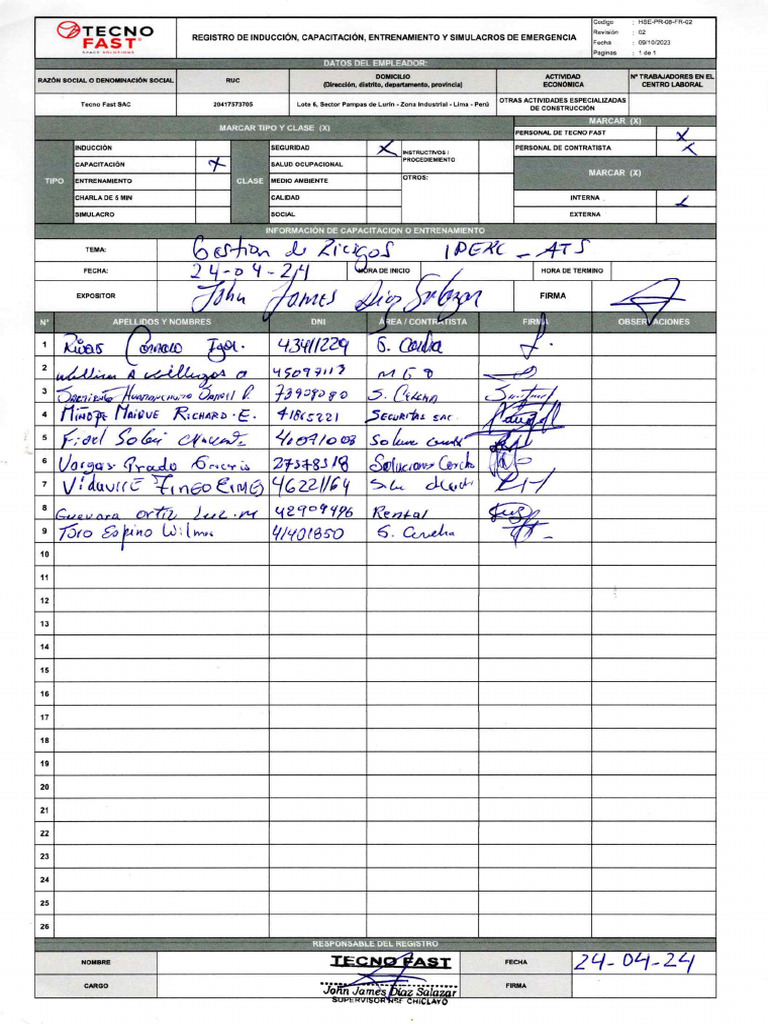 Gestion de Riesgos Iperc - Ats | PDF