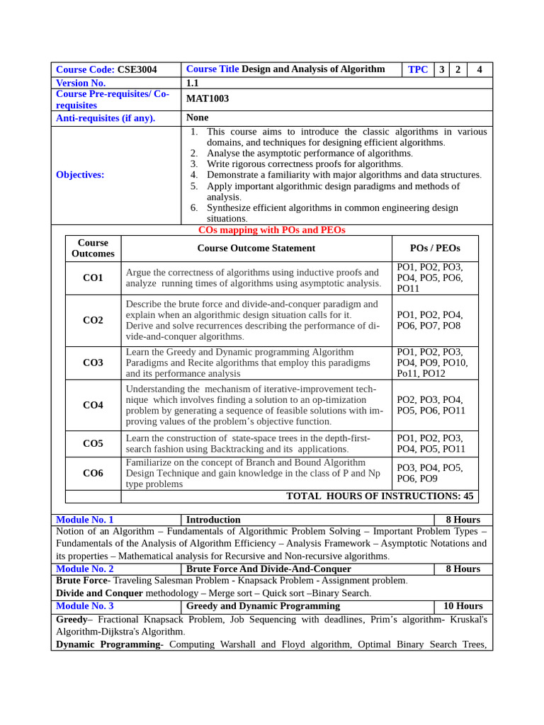 CSE3004 - DESIGN-AND-ANALYSIS-OF-ALGORITHMS - ETH - 1.1 - 11 - CSE3004 - Design and Analysis of ...