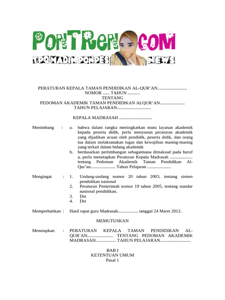 Peraturan Akademik TPQ | PDF