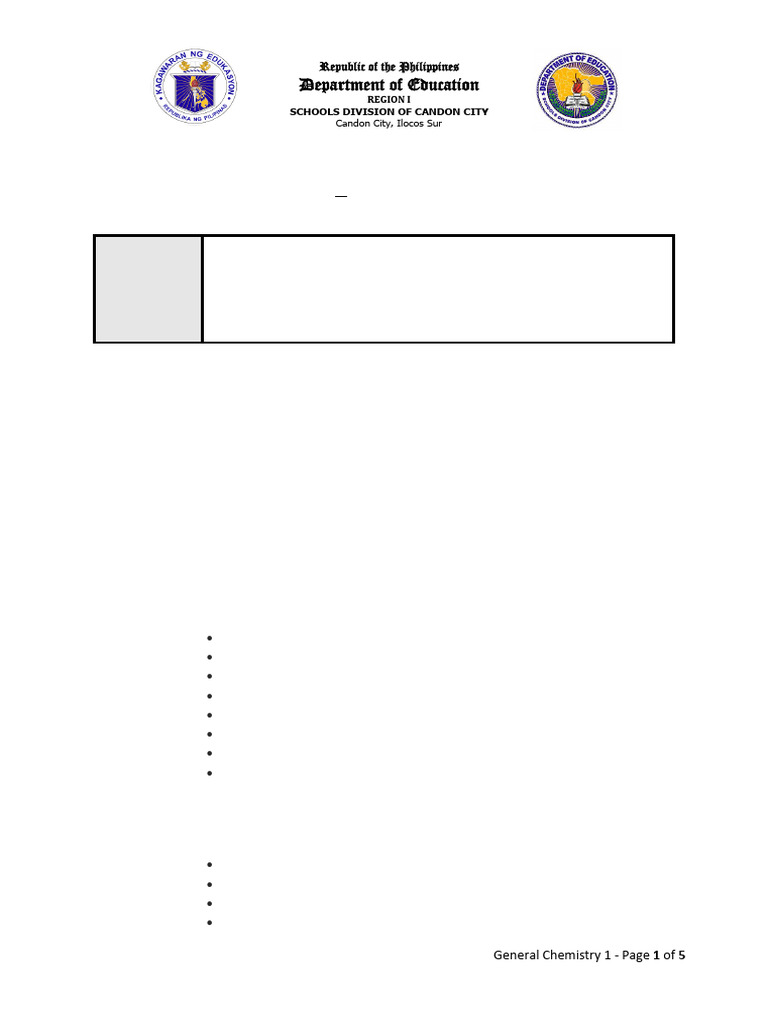 General Chemistry - Q1 - W1 - M1 - LDS - Properties-of-Matter-1 - JRA ... General Chemistry - Q1 - W1 - M1 - LDS - Properties-of-Matter-1 - JRA ...