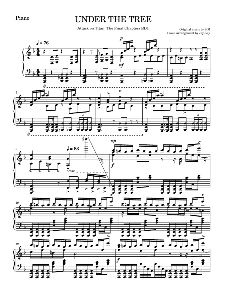 UNDER THE TREE-Piano | PDF