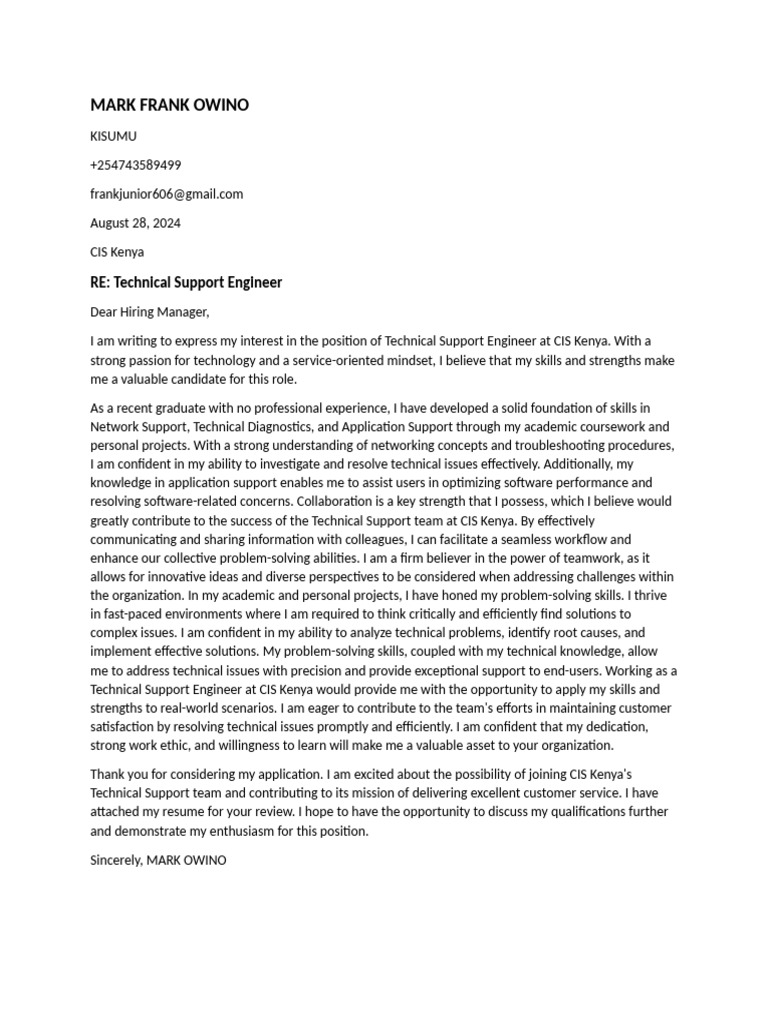 Cover Letter Tech | PDF