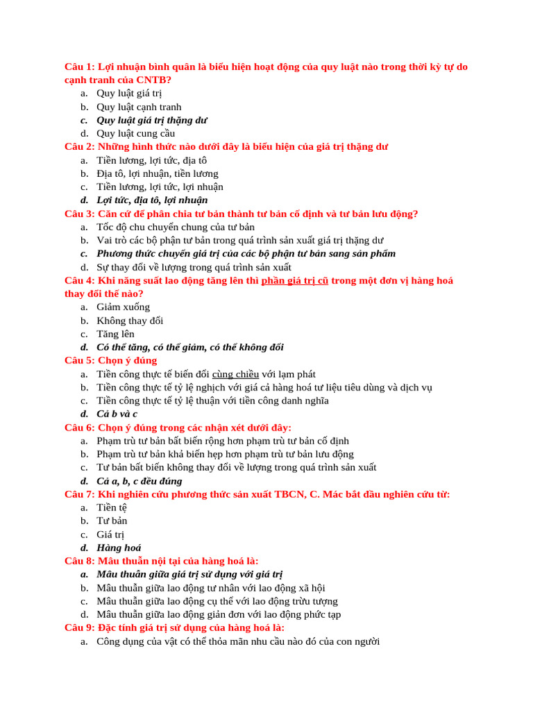 Ôn Thi KTCT Mác | PDF