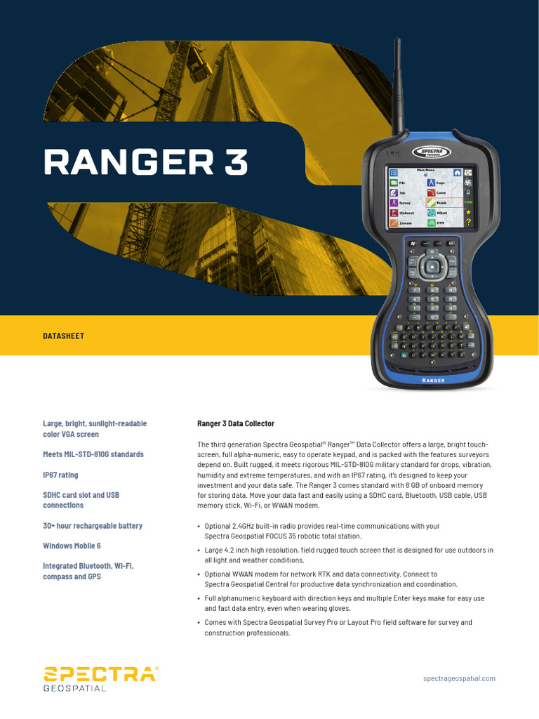 Spectra Trimble Ranger 3 Controller Brochure and Datasheet | PDF