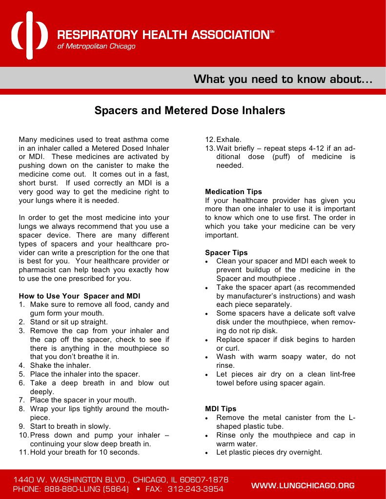 Spacers and Metered Dose Inhalers | PDF