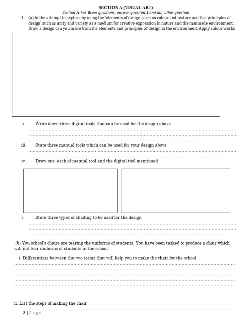 Visual Art and Design Exam Guide | PDF | Games & Activities | Home & Garden