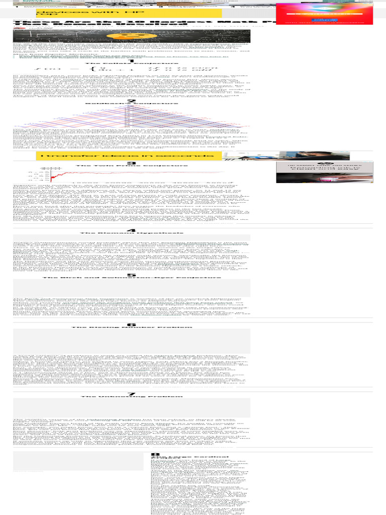 Hardest Math Problems and Equations - Unsolved Math Problems | PDF | Prime Number | Conjecture