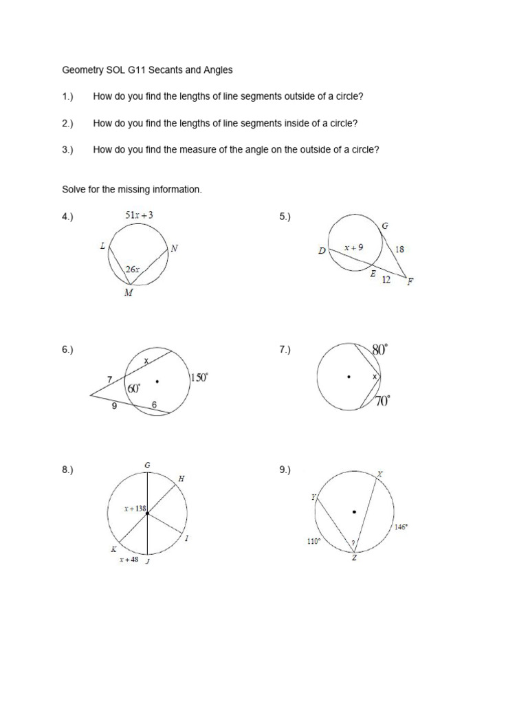 SOL G11 Secants and Angles | PDF