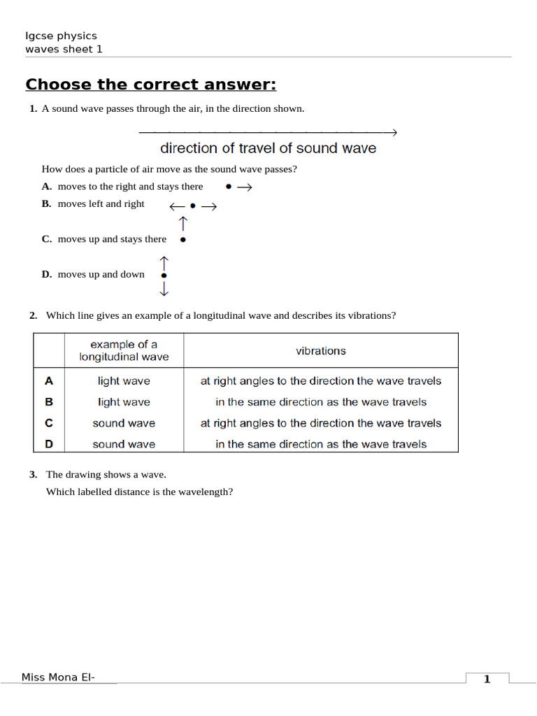 12_Waves sheet 1 | PDF