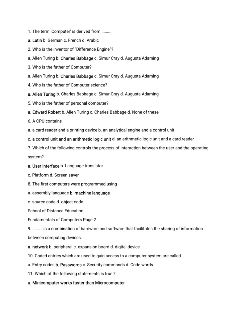 Computer Sci Past Question HND CBT | PDF