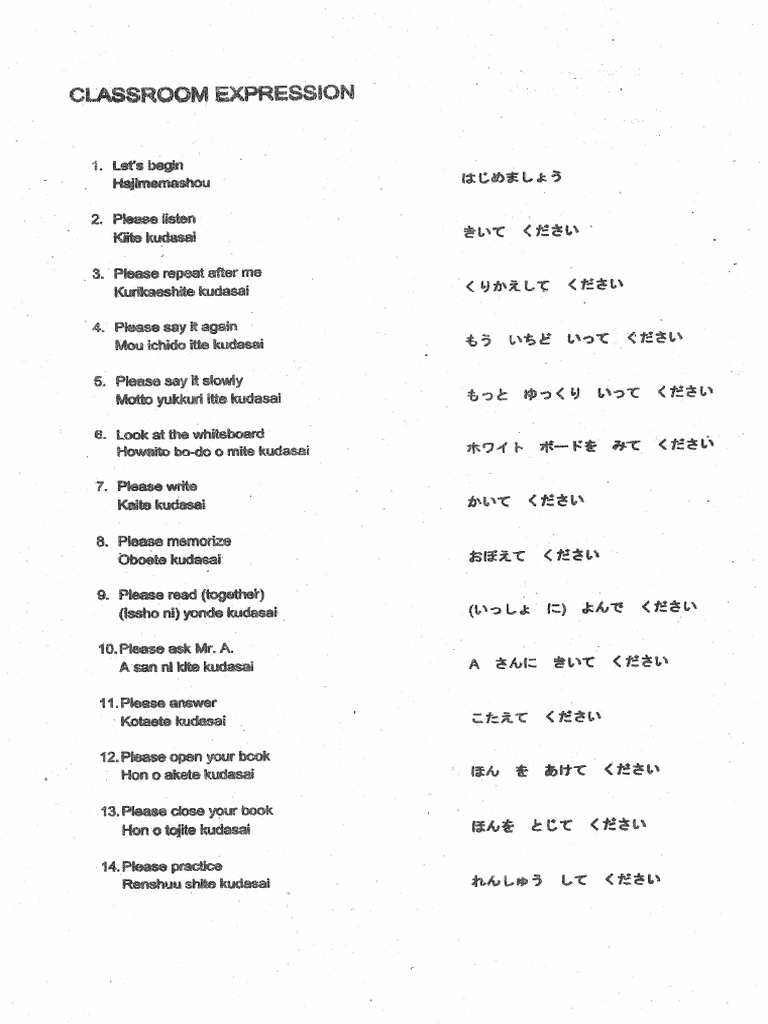Classroom Expressions | PDF
