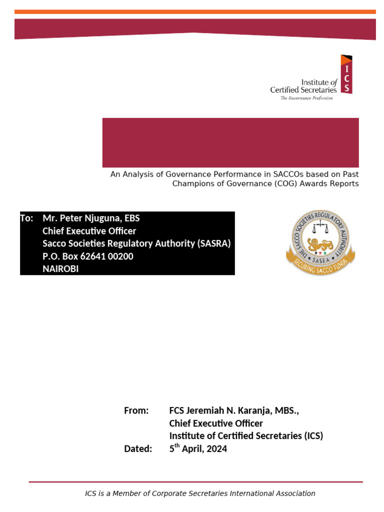 Governance Assessment of SACCOs in Kenya | PDF | Governance | Internal ...