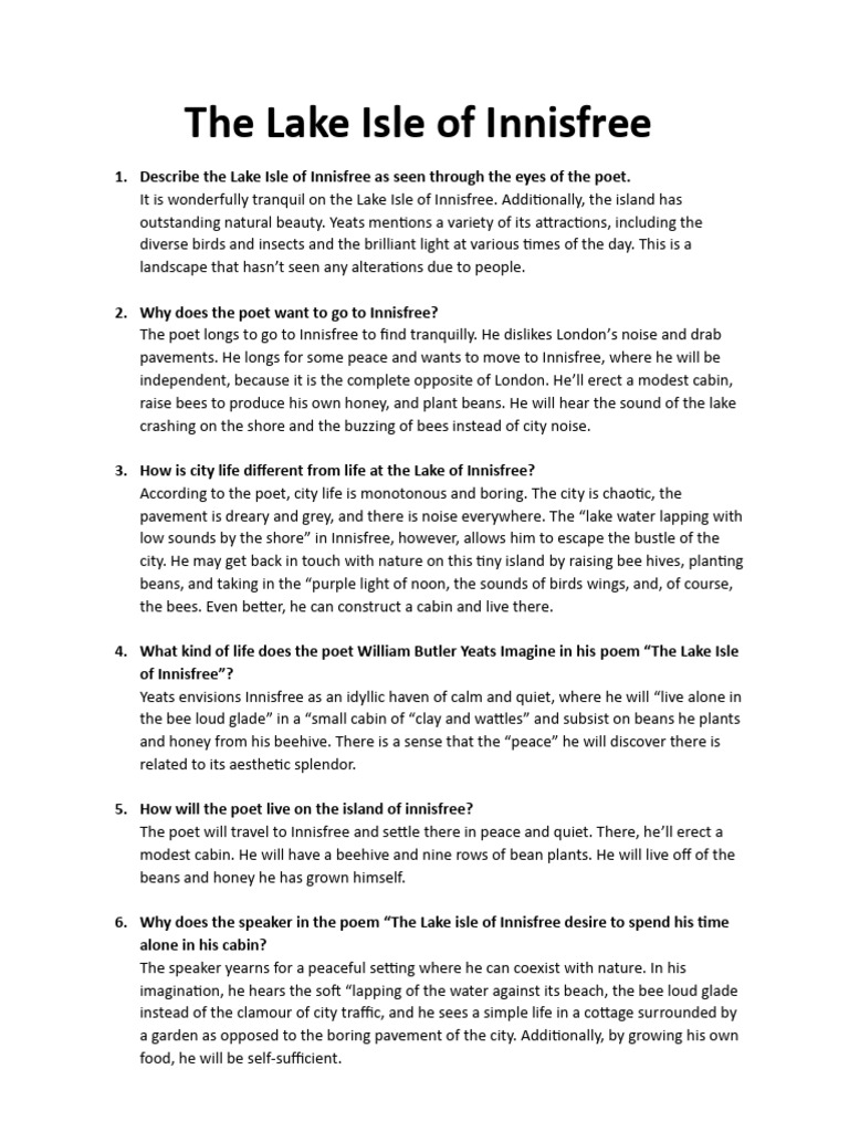 The Lake Isle of Innisfree | PDF