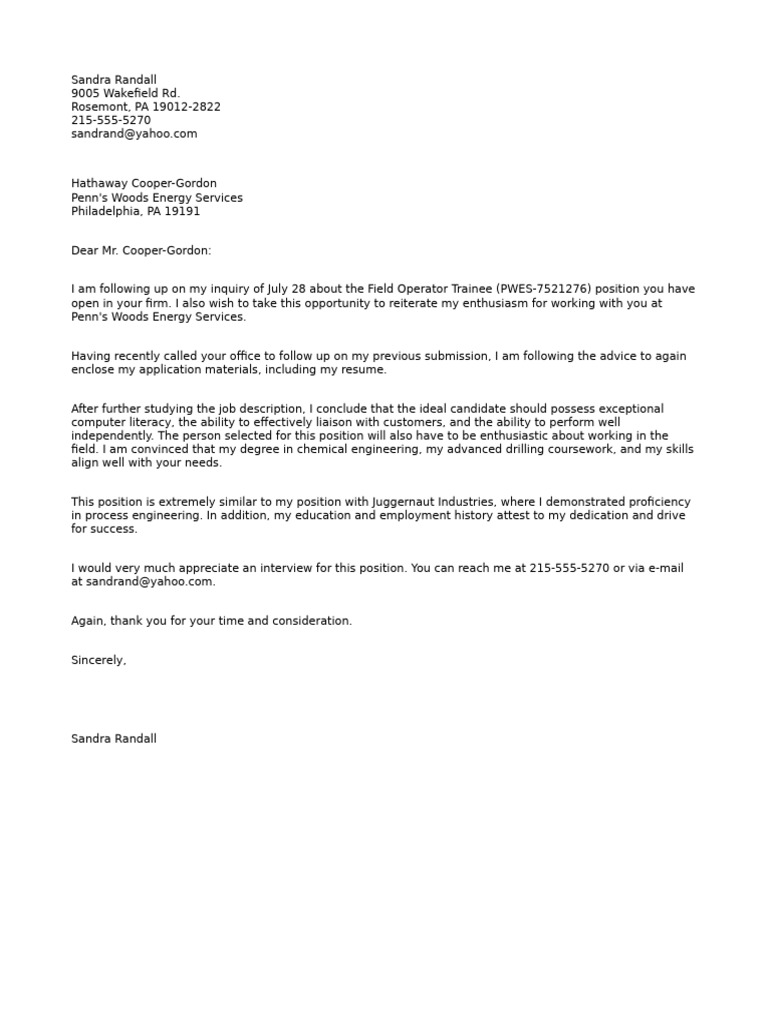 Follow Up Letters | PDF