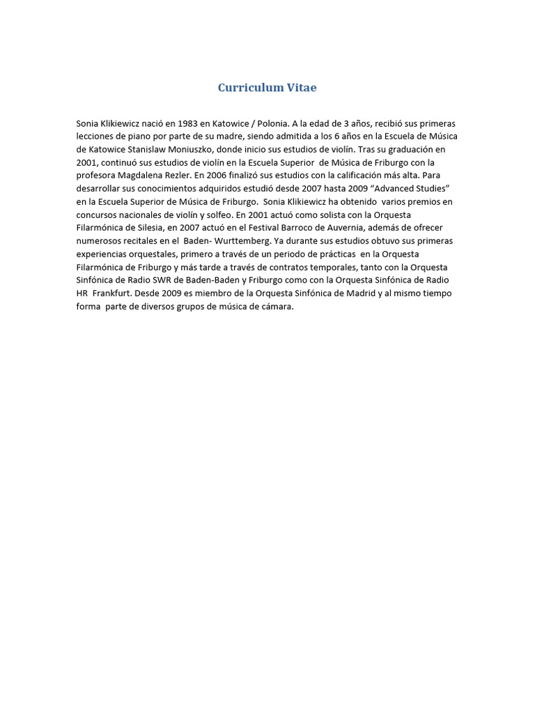 Curriculum Vitae Sonia | PDF