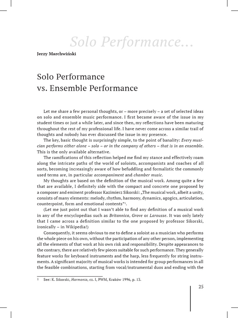 Solo vs. Ensemble Music Performance Insights | PDF | Chamber Music ...