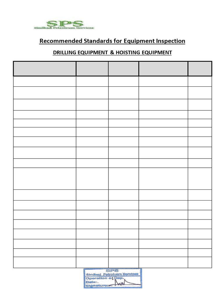 Recommended Standards For Lifting Equipment Inspection New 2 | PDF