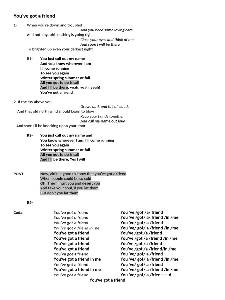 Youve Got A Friend | PDF