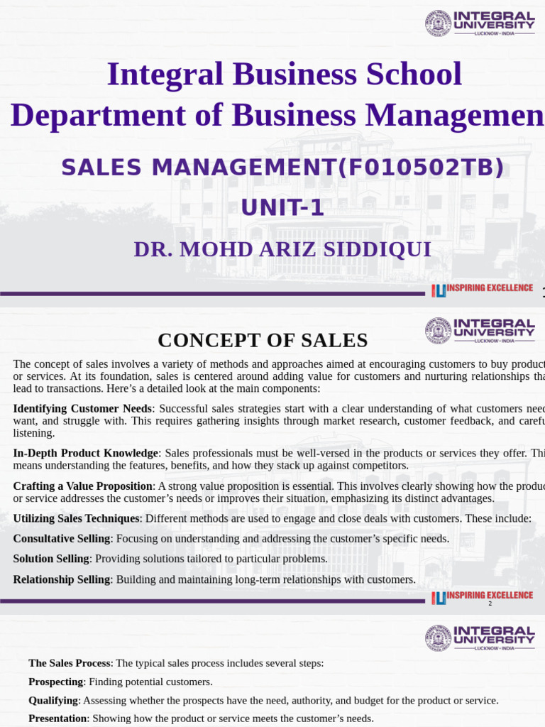 Unit 1 Sales MGMT | PDF