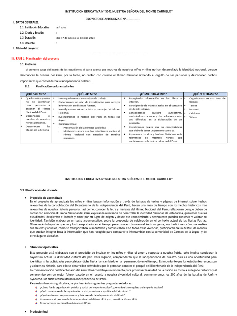 Proyecto V Ciclo - Sugerente | PDF