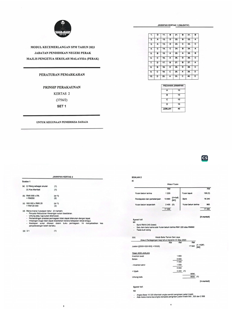 Skema Prinsip Perakaunan Perak - 2023 | PDF