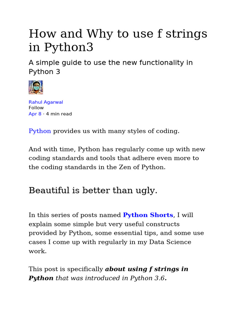 Python - How and Why To Use F Strings | PDF