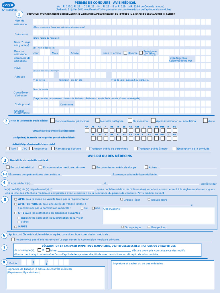 Dossier Commission (Cerfa, Questionnaire Et Ordonnances) | PDF