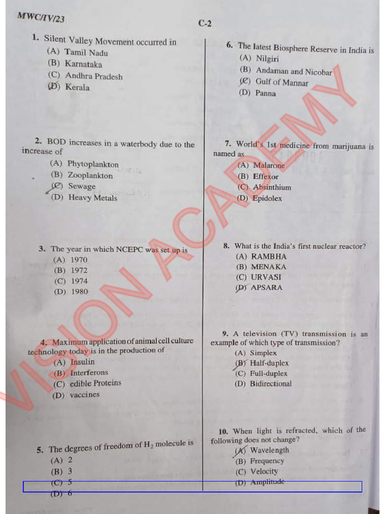 Paper IV Science Tech, Evs, CA, GK - Wbcs Main | PDF