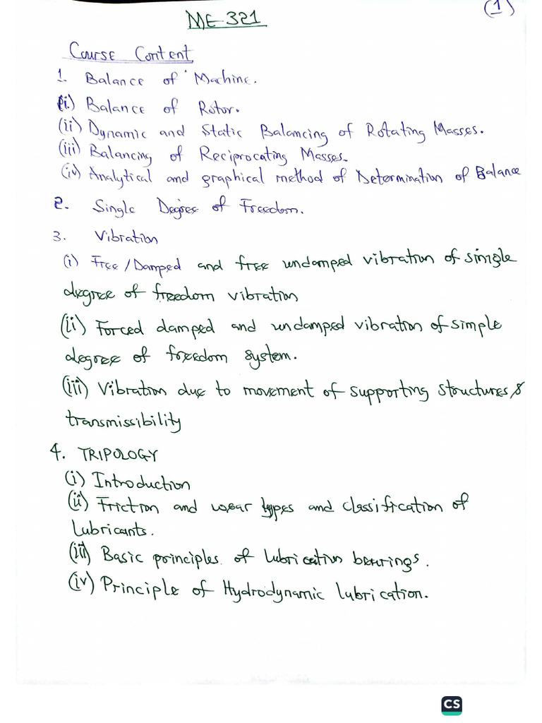 ME321 Complete Note | PDF