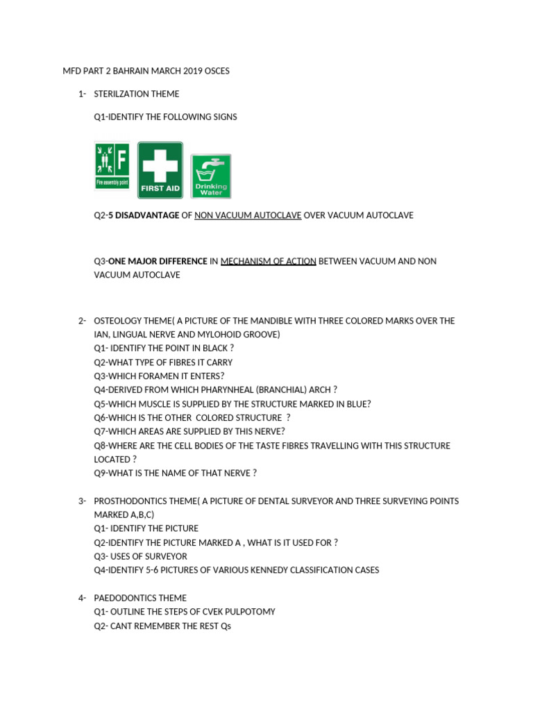 MFD Part 2 Bahrain March 2019 Osces | PDF | Medical Specialties | Wellness