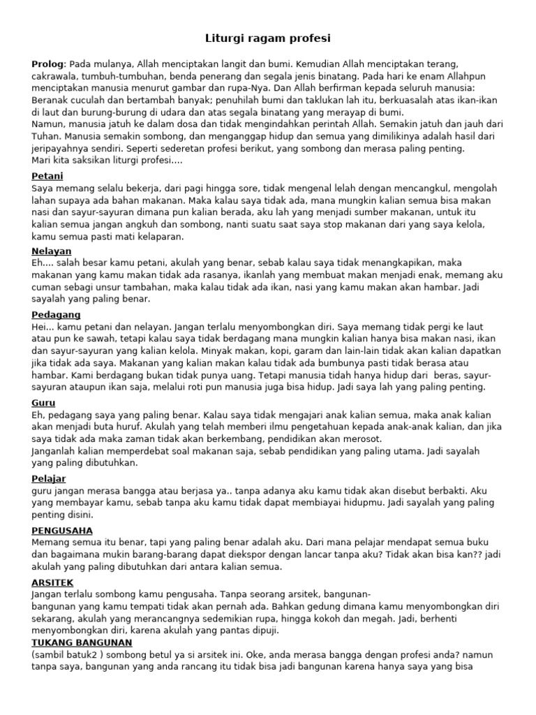 Liturgi Ragam Profesi. | PDF