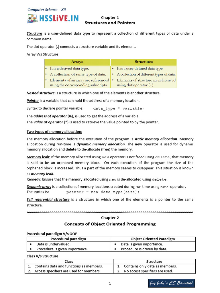 Hsslive XII CS Short Notes Joy John | PDF | World Wide Web | Internet & Web