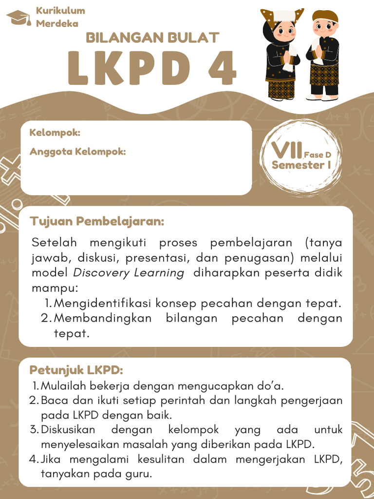 LKPD 4. Bilangan Bulat Pecahan LKPD B | PDF