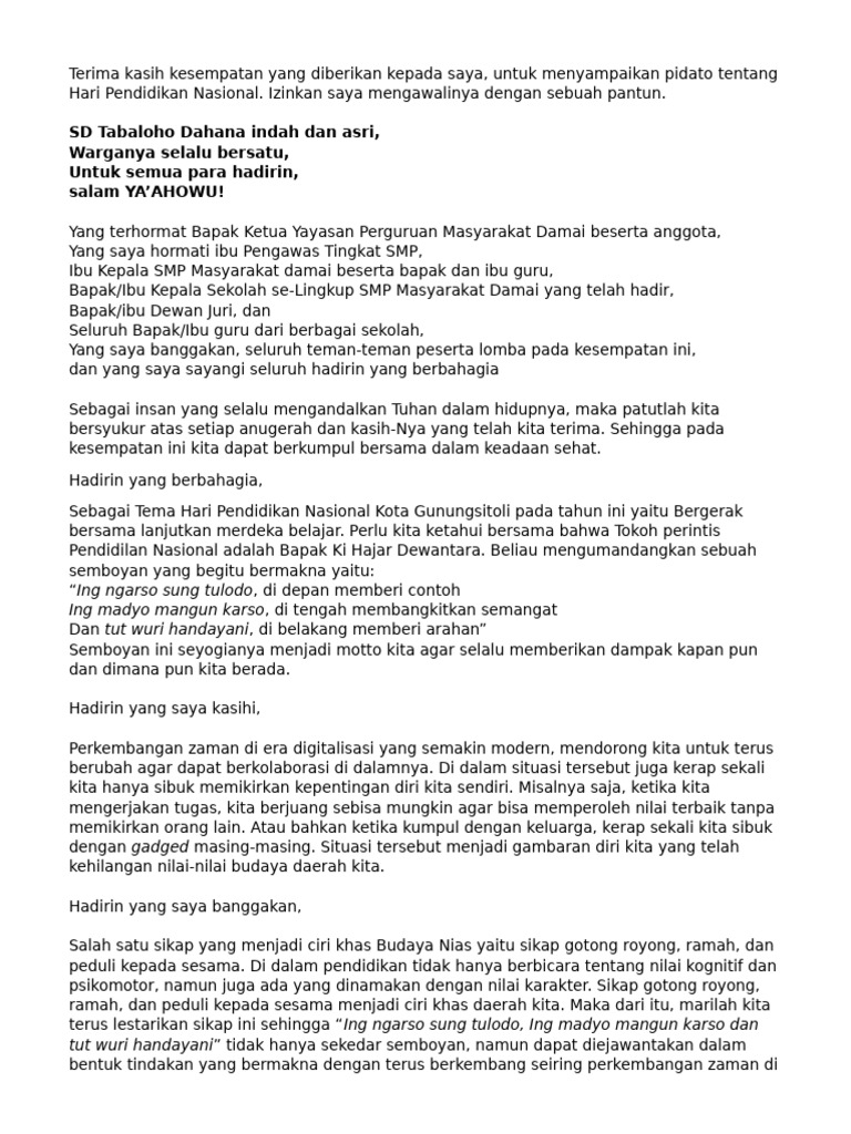 Pidato Hardiknas | PDF