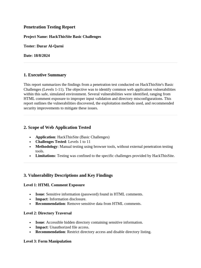 Penetration Testing Report | PDF