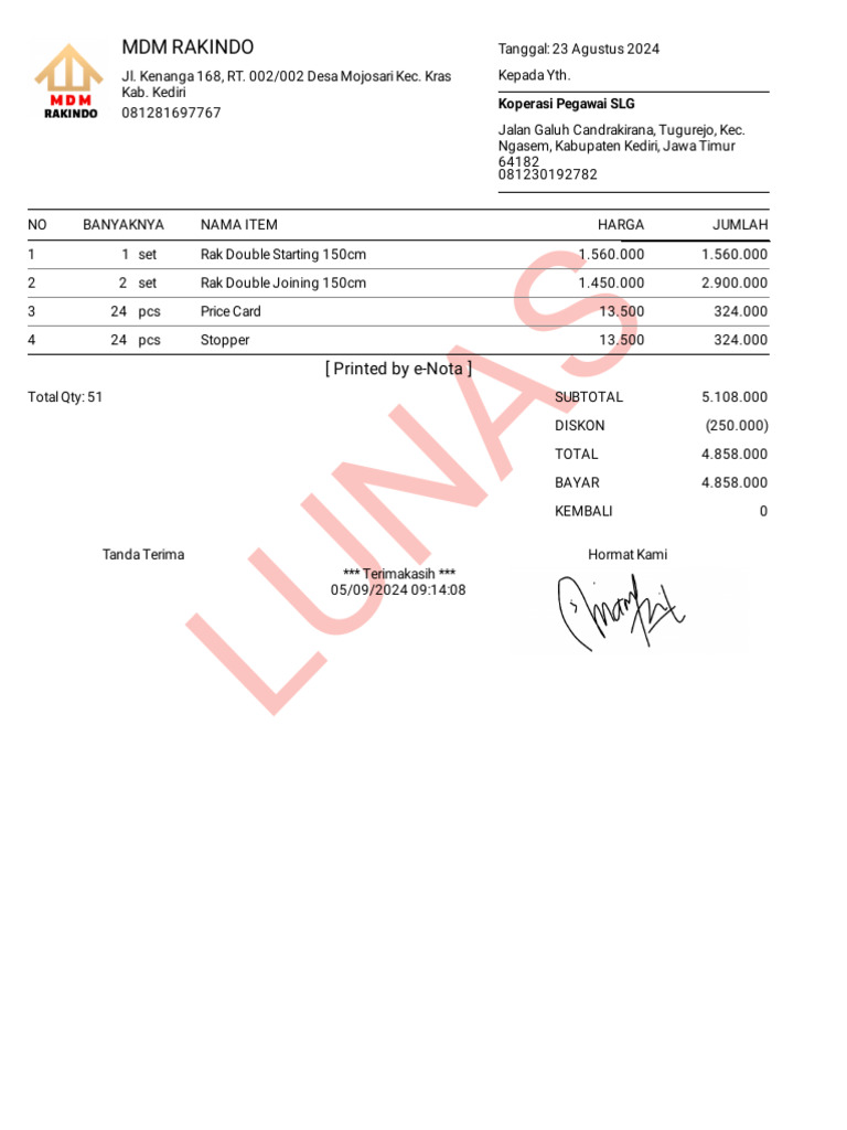 E-Nota - Koperasi Pegawai SLG - 2024-08-23 - 26 | PDF